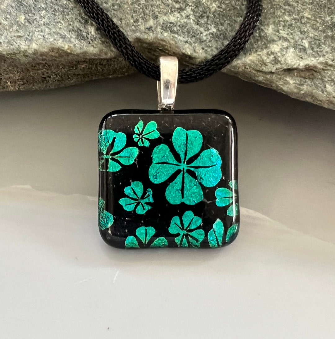 Dichroic Fused Glass Four Leaf Clover Pendant - Etsy