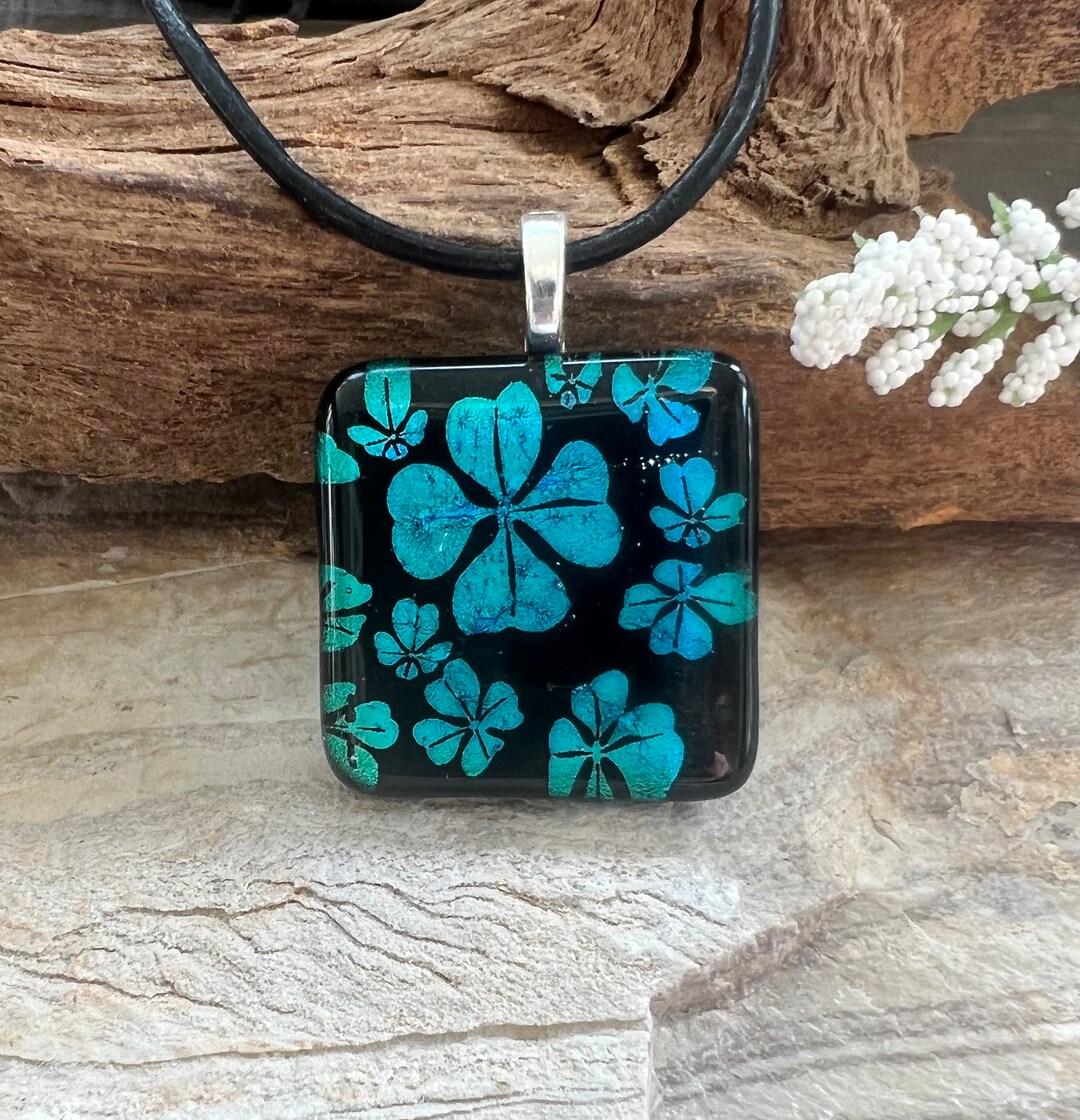 Dichroic Fused Glass Four Leaf Clover Pendant - Etsy