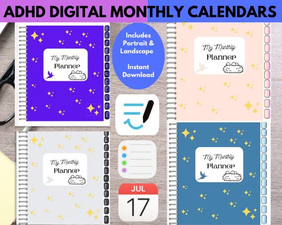 ADHD Calendar Planner ADHD Digital Organizer Planner Tracker ...