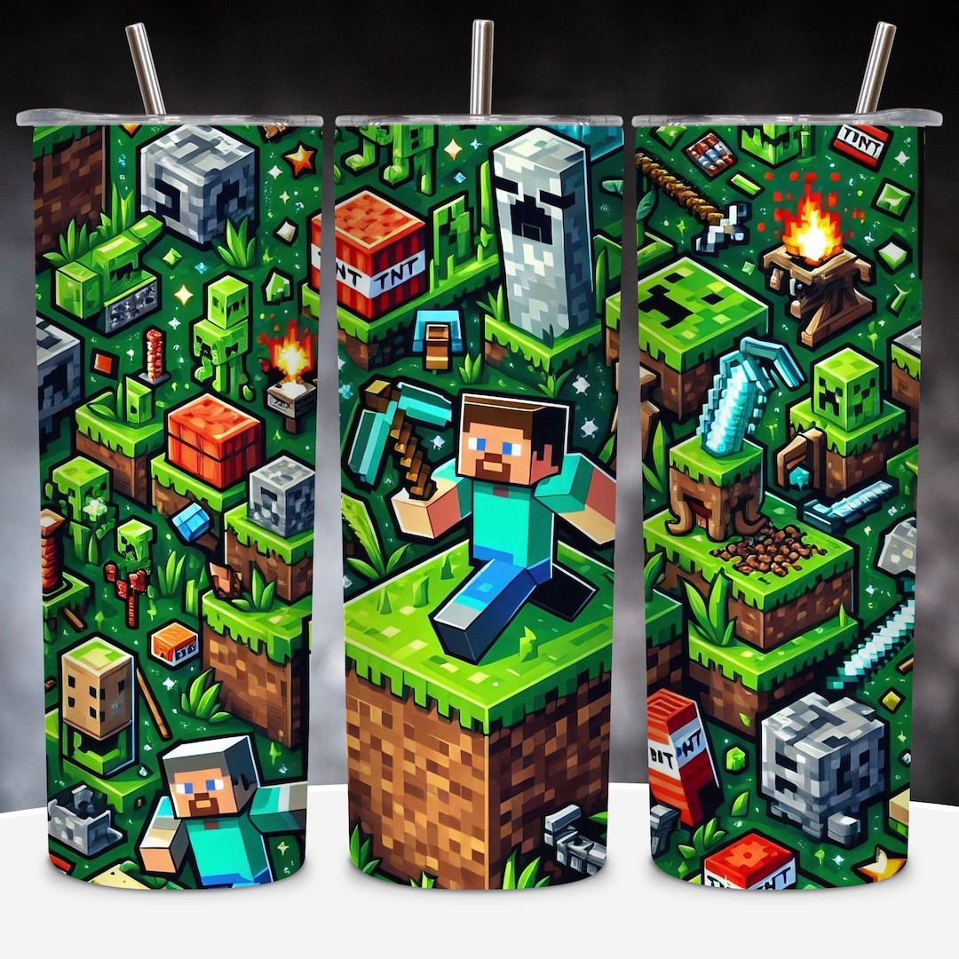 Minecraft 20 oz Skinny Tumbler Wrap, Personagens de desenho animado ...