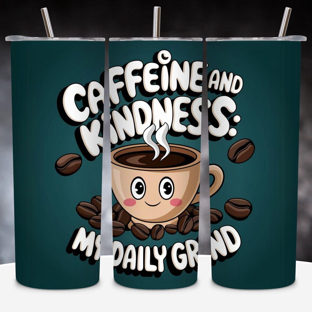 Caffeine and Kindness Tumbler Wrap, 20oz Skinny Tumbler Wrap, Seamless ...