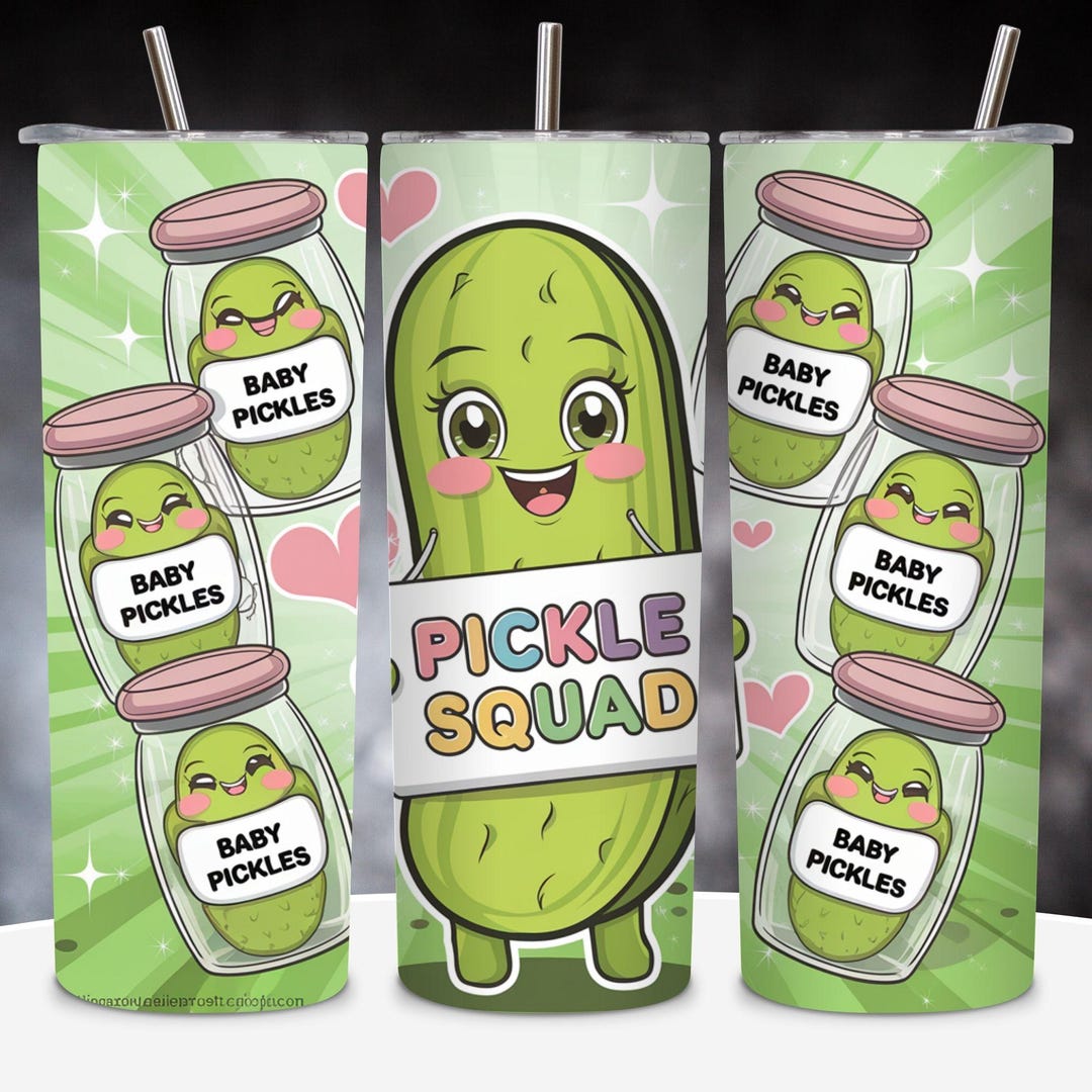Pickle Squad Tumbler Wrap | 20oz Skinny Tumbler Sublimation Design | Cute Pickle Tumbler Wrap ...