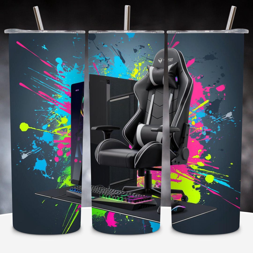 Gaming Tumbler Wrap, 20 Oz Skinny Tumbler Sublimation Design, Neon ...