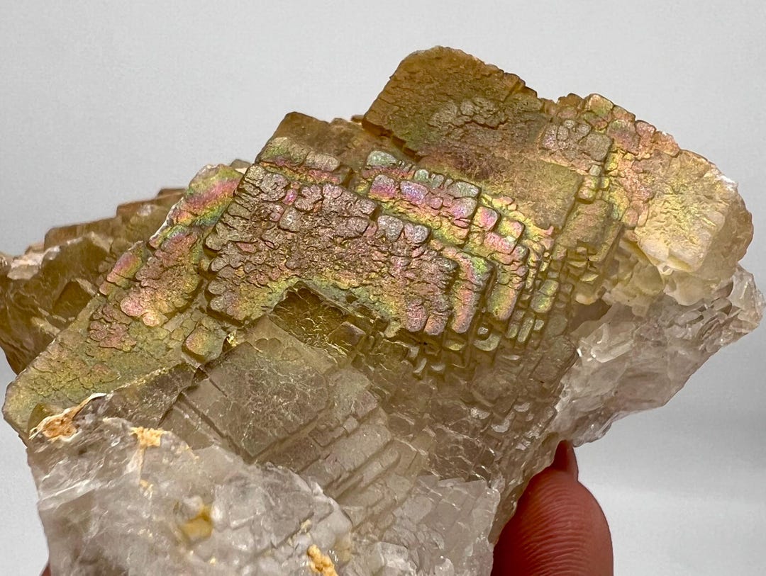247 Gram Ultra Rarest Iridescent Natural Perfect Cubic Fluorite ...