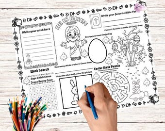 Printable Easter Activity Placemat for Kids – Easter Colouring Pages ...