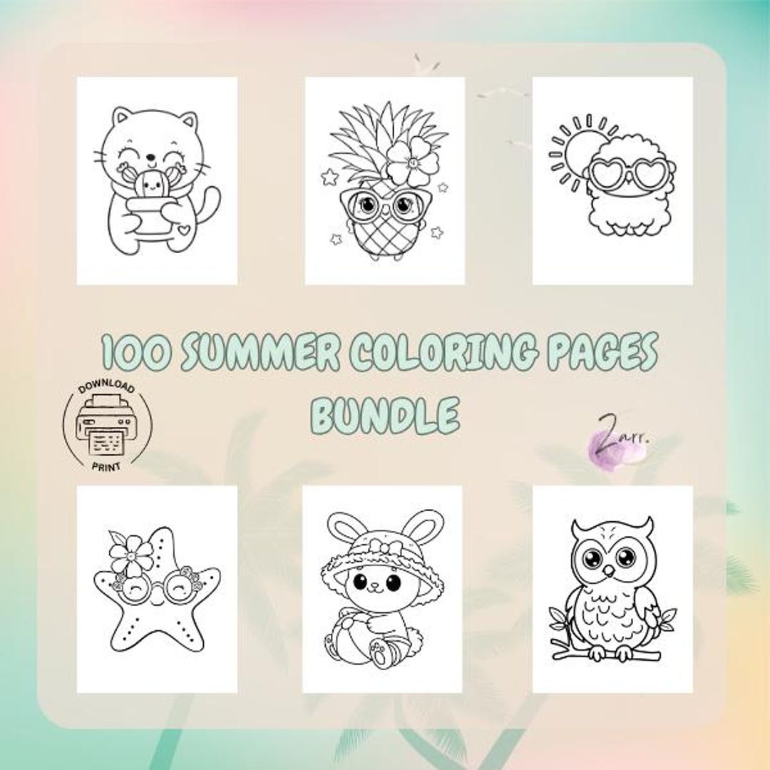 100 Coloring Pages Ultimate Bundle , Summer Bundle , Bold & Easy ...