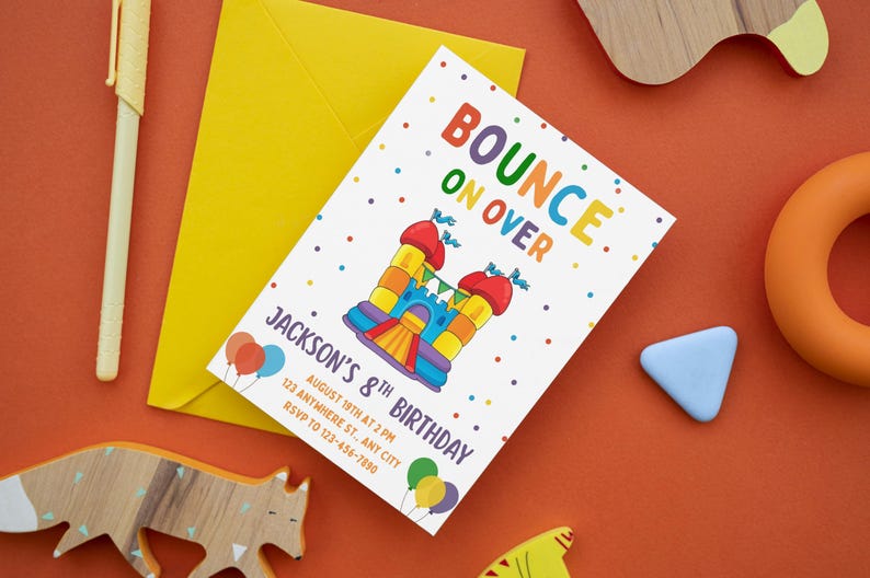 Bounce House Birthday Invitation, Editable Bouncing Castle Invite, Kids ...