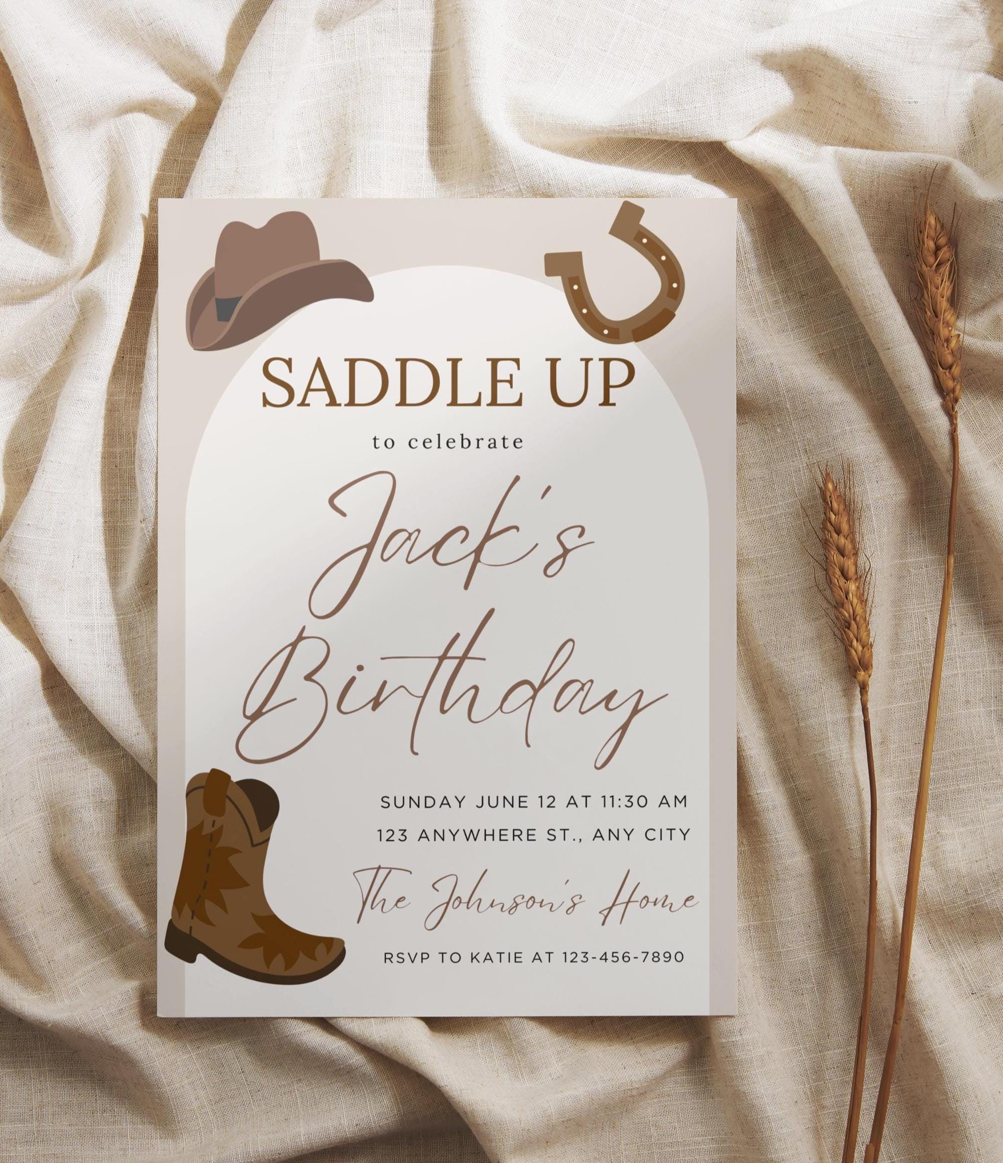 Cowboy Birthday Invitation Template, Editable Cowboy Invite, Wild West ...
