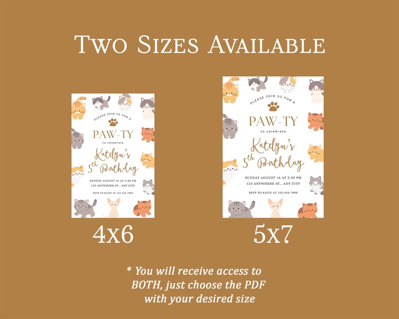 Editable Cat Birthday Invitation, Kitten Birthday Invite Template, Cat ...