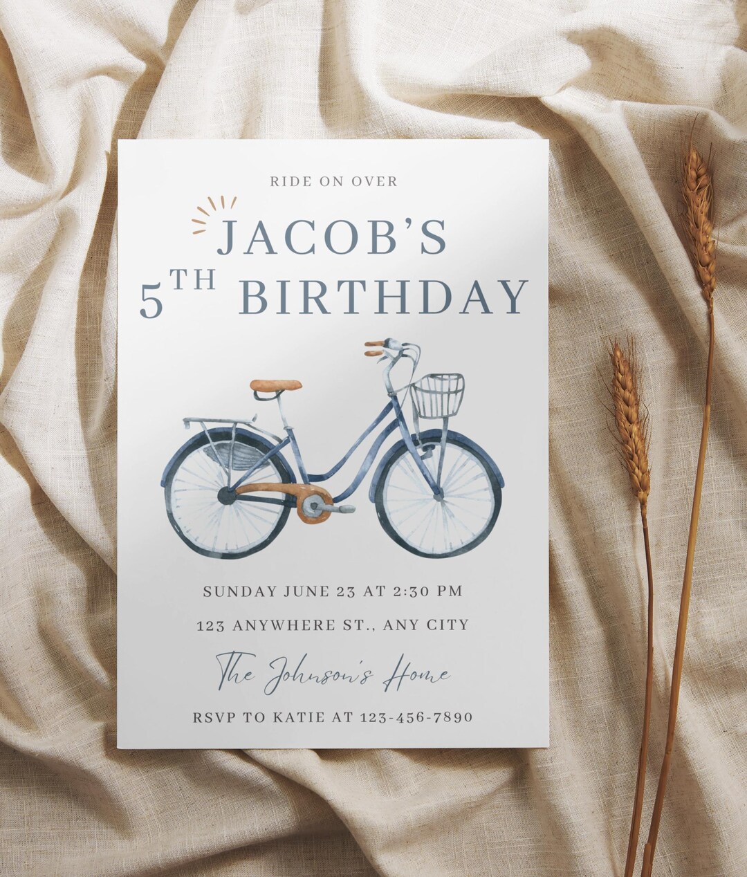 Editable Bicycle Party Invite, Bicycle Birthday Invitation Template ...