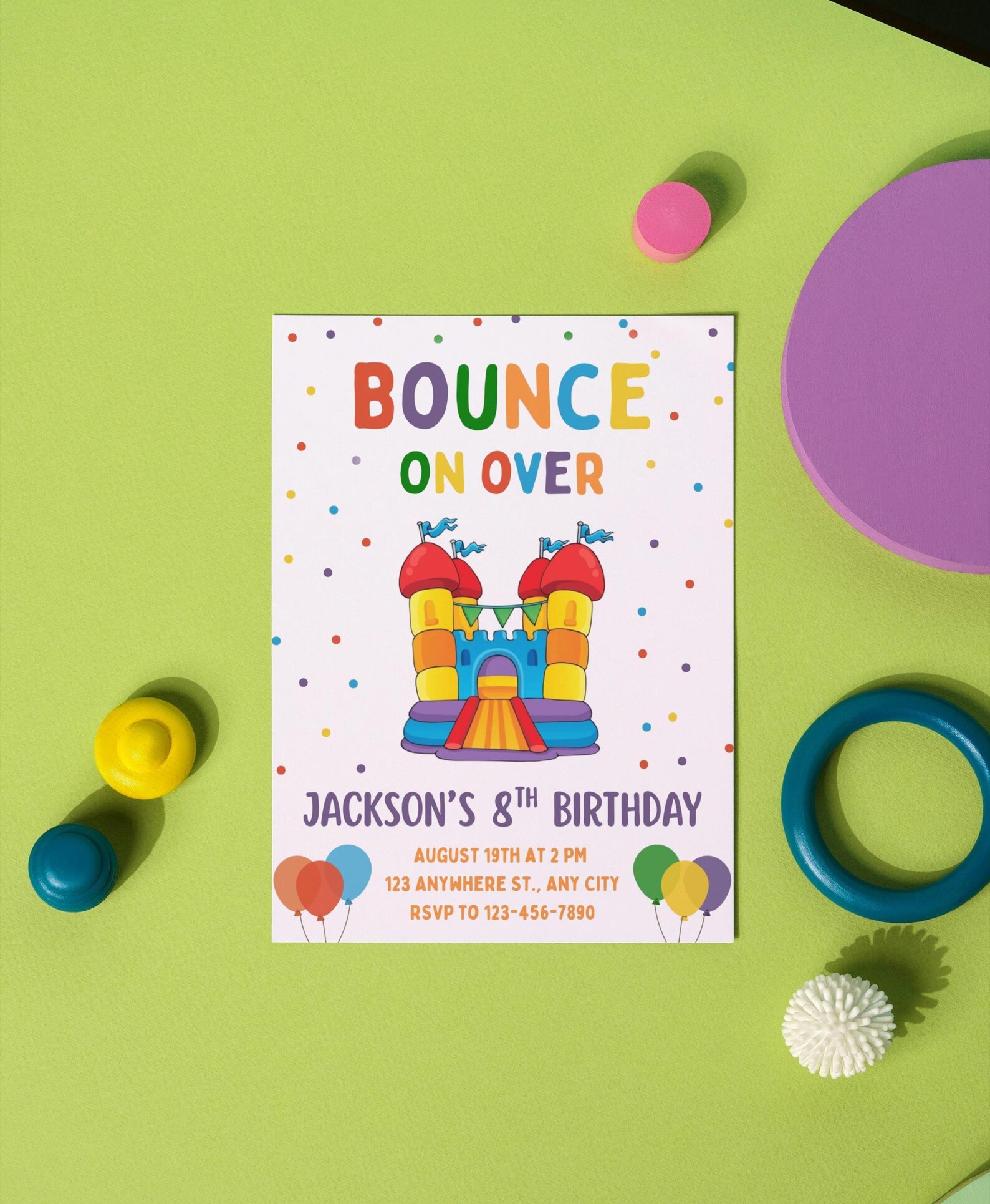 Bounce House Birthday Invitation, Editable Bouncing Castle Invite, Kids ...