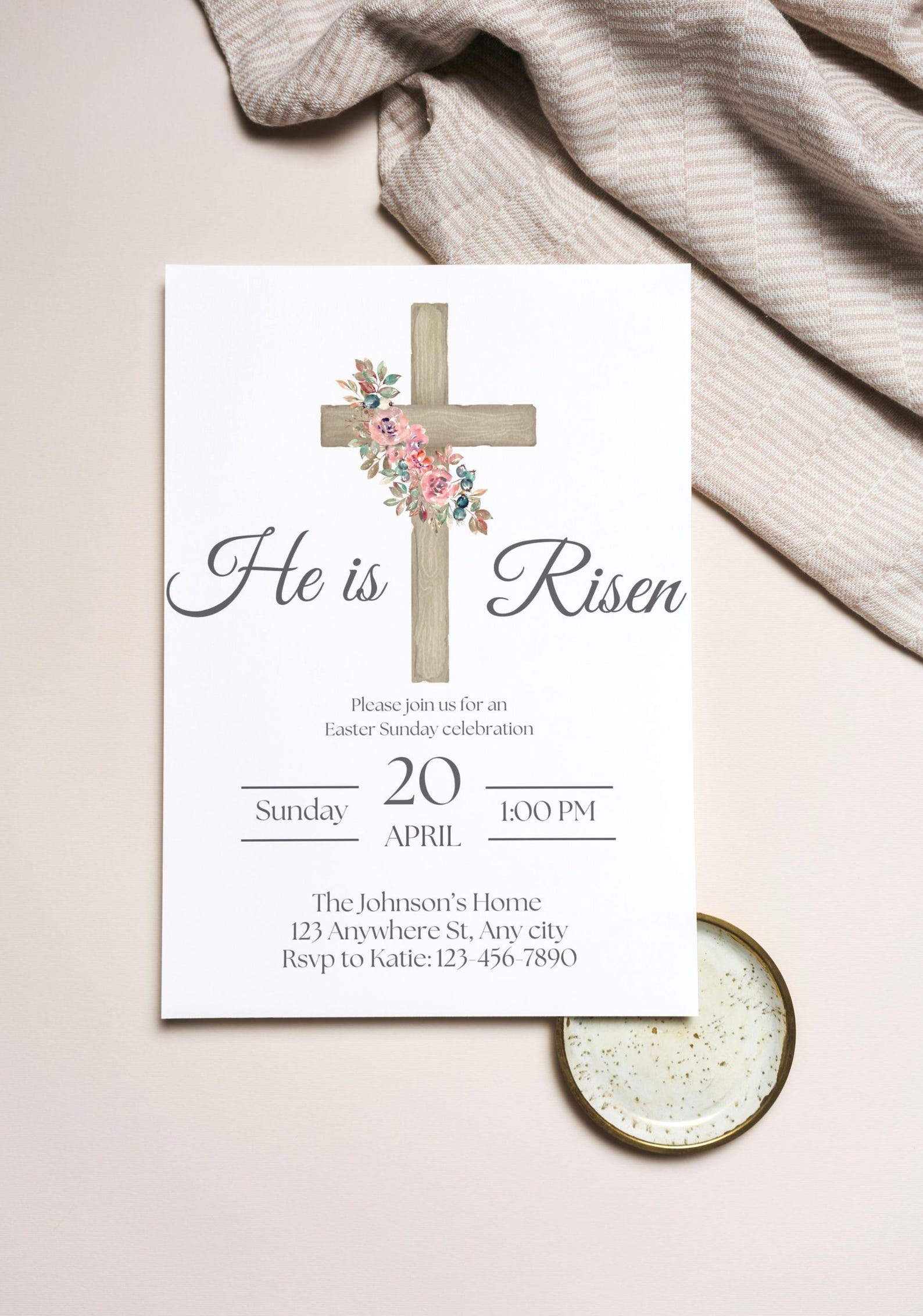 He is Risen Invitation, Easter Sunday Invite Template, Jesus Invite ...