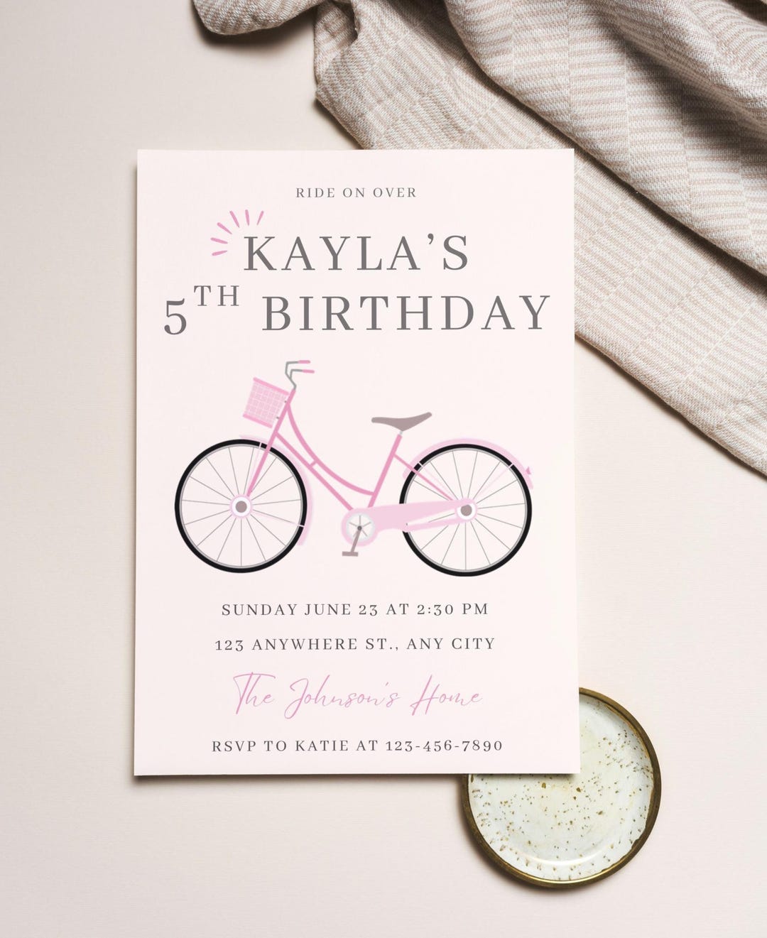Bicycle Birthday Invitation Template, Editable Bicycle Party Invite ...