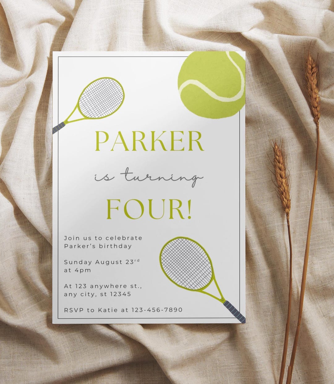 Editable Tennis Birthday Invitation, Tennis Birthday Invite Template ...