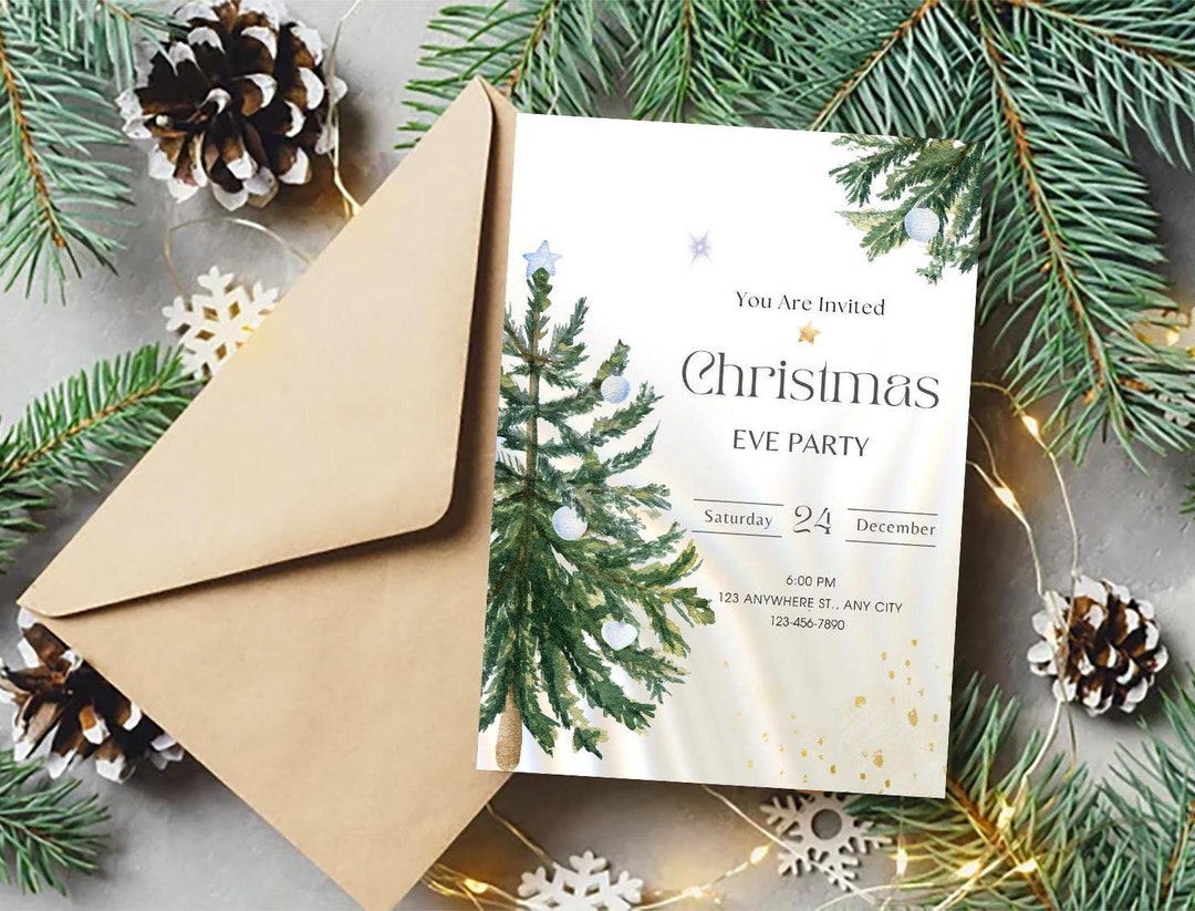 Christmas Party Invitation Template, Holiday Party Invitation ...