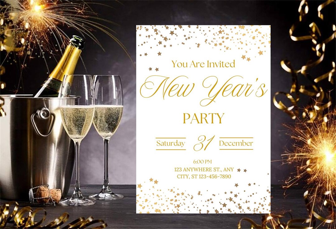 Editable New Years Party Invitation Template, New Years Eve Digital ...
