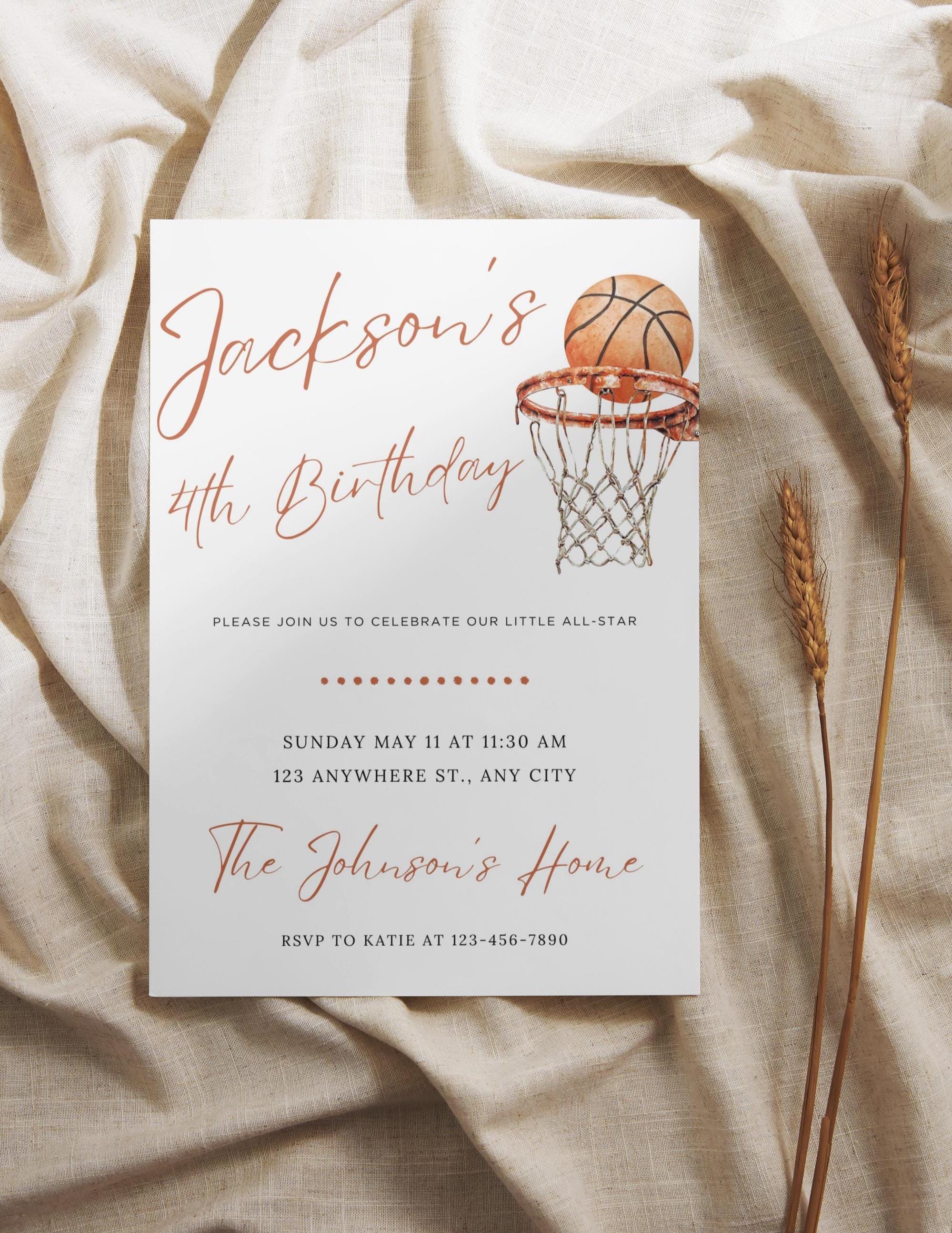 Editable Basketball Birthday Invitation, Basketball Birthday Invite ...