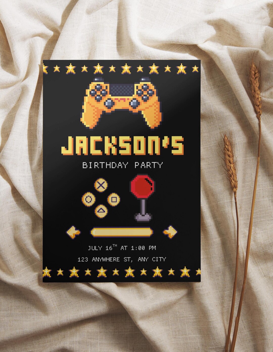 Editable Video Game Birthday Invitation, Arcade Invite Template, Retro ...