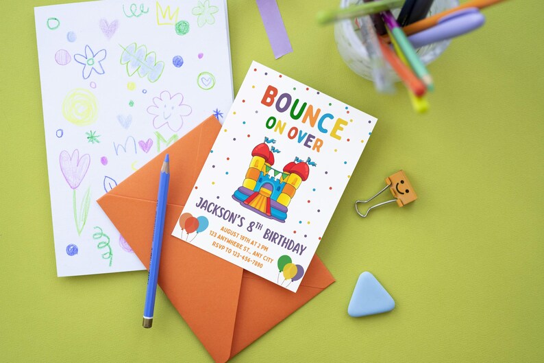 Bounce House Birthday Invitation, Editable Bouncing Castle Invite, Kids ...