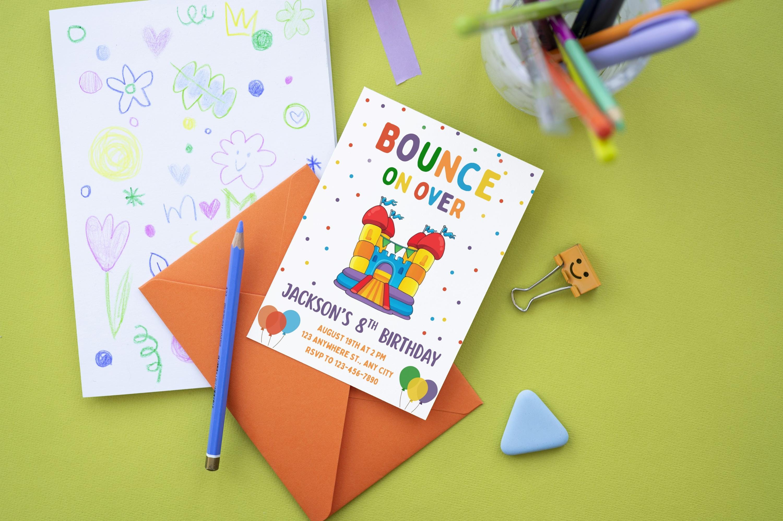 Bounce House Birthday Invitation, Editable Bouncing Castle Invite, Kids ...