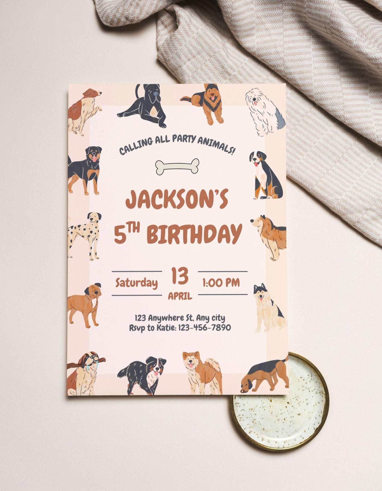 Editable Dog Birthday Invitation, Puppy Birthday Invite Template, Pup ...