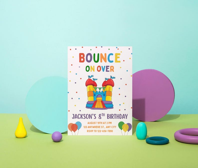 Bounce House Birthday Invitation, Editable Bouncing Castle Invite, Kids ...