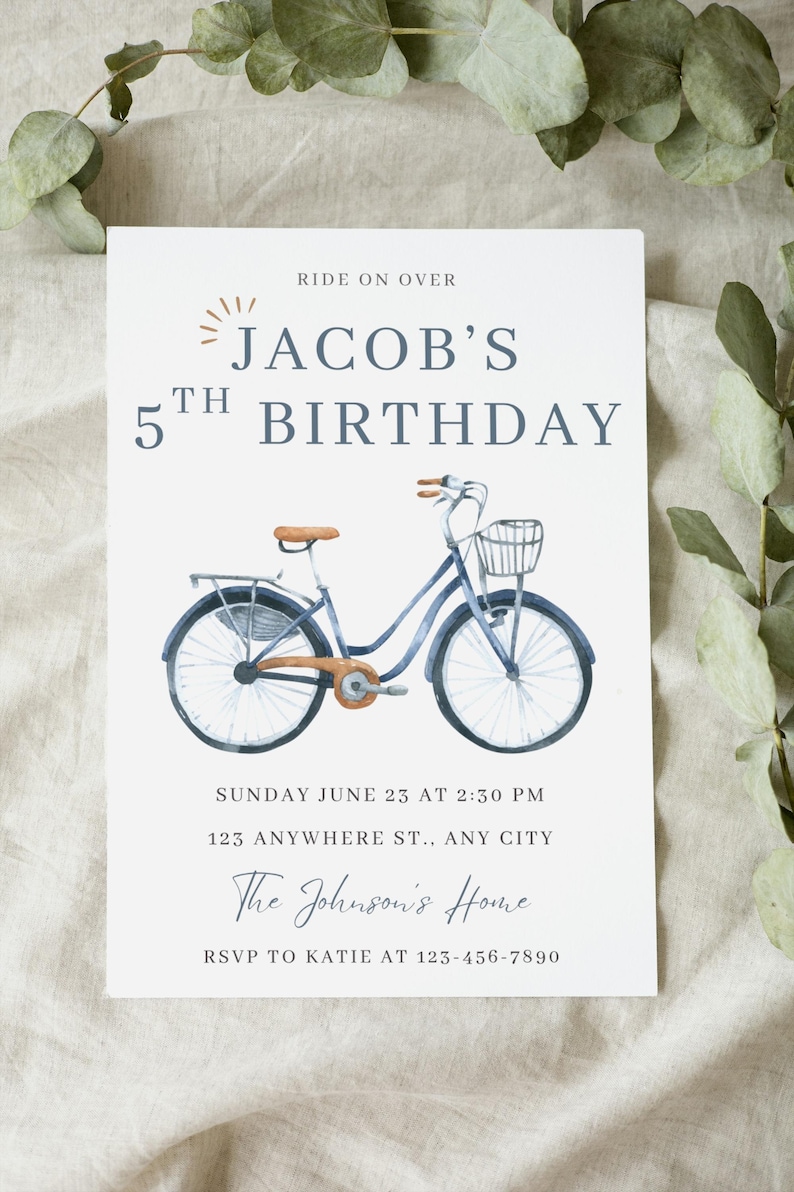 Editable Bicycle Party Invite, Bicycle Birthday Invitation Template ...