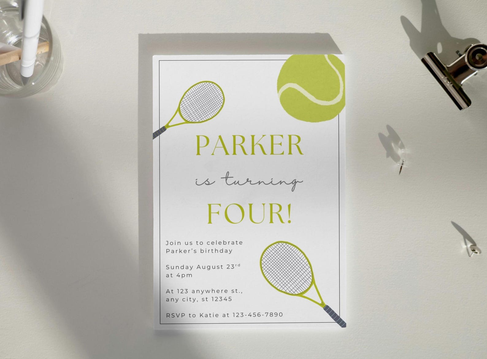 Editable Tennis Birthday Invitation, Tennis Birthday Invite Template ...