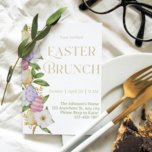 Easter Brunch Invitation Template, Editable Easter Invitation, Floral ...