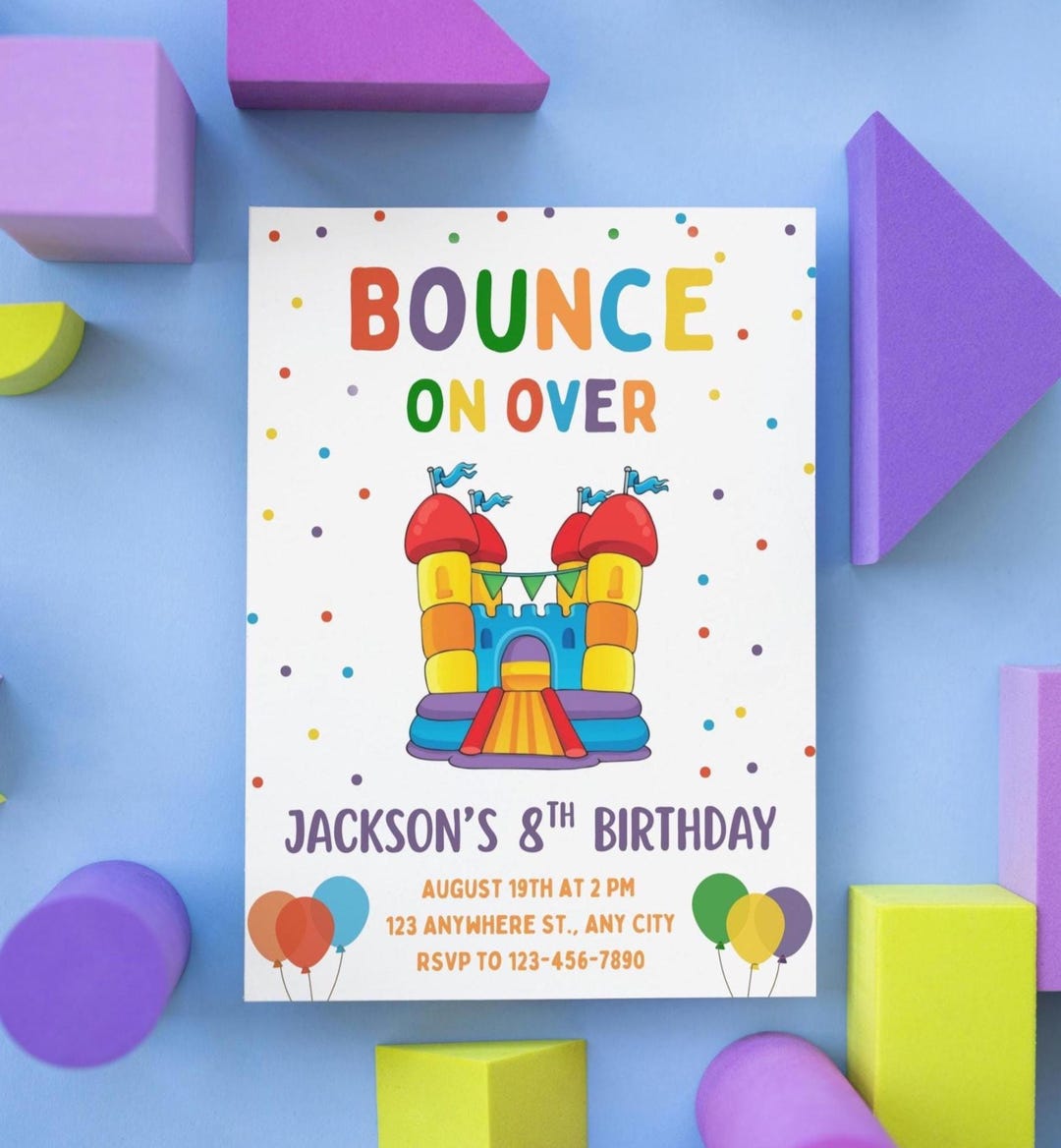Bounce House Birthday Invitation, Editable Bouncing Castle Invite, Kids ...