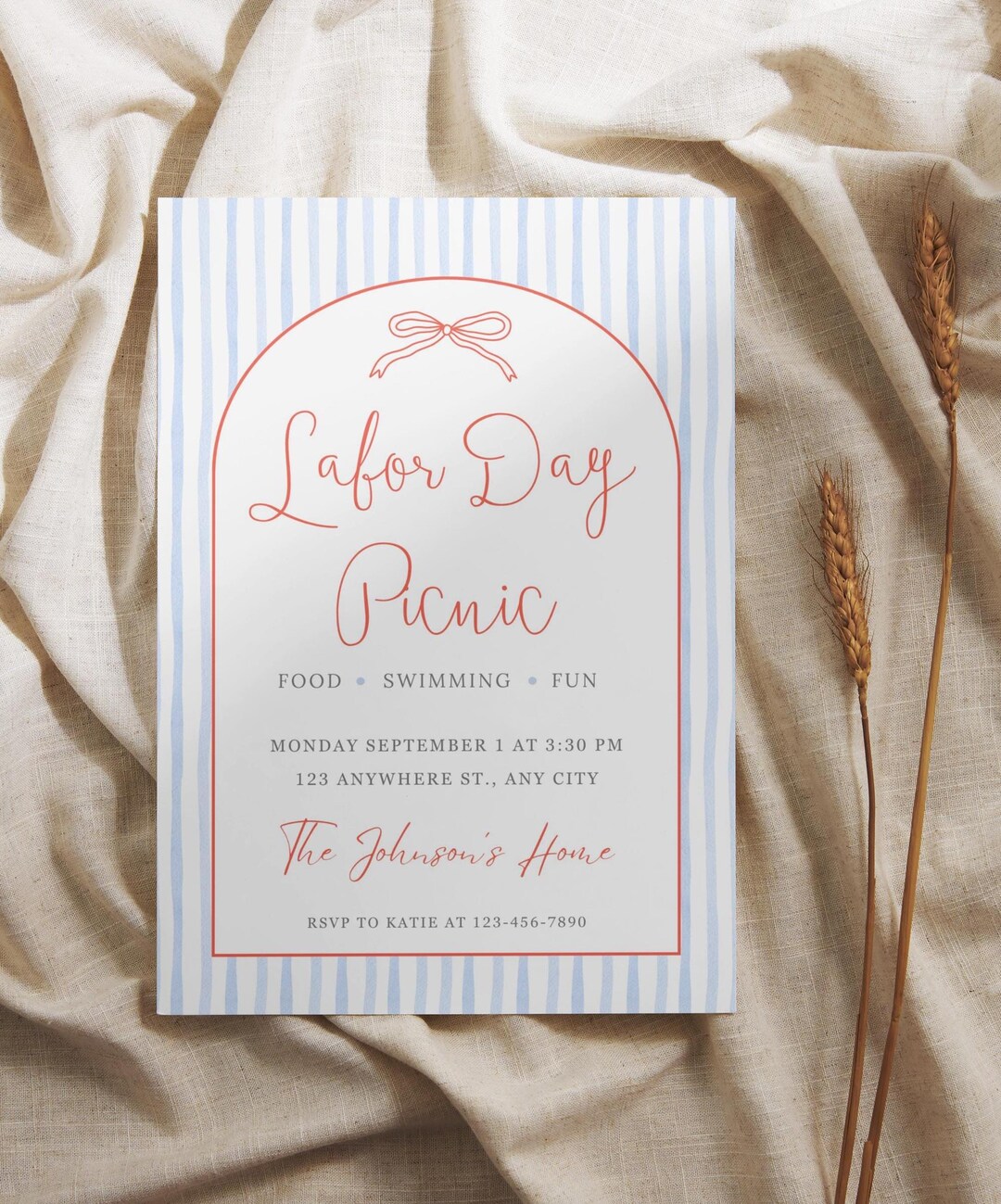 Labor Day Picnic Invitation Template, Editable Labor Day Picnic Invite ...