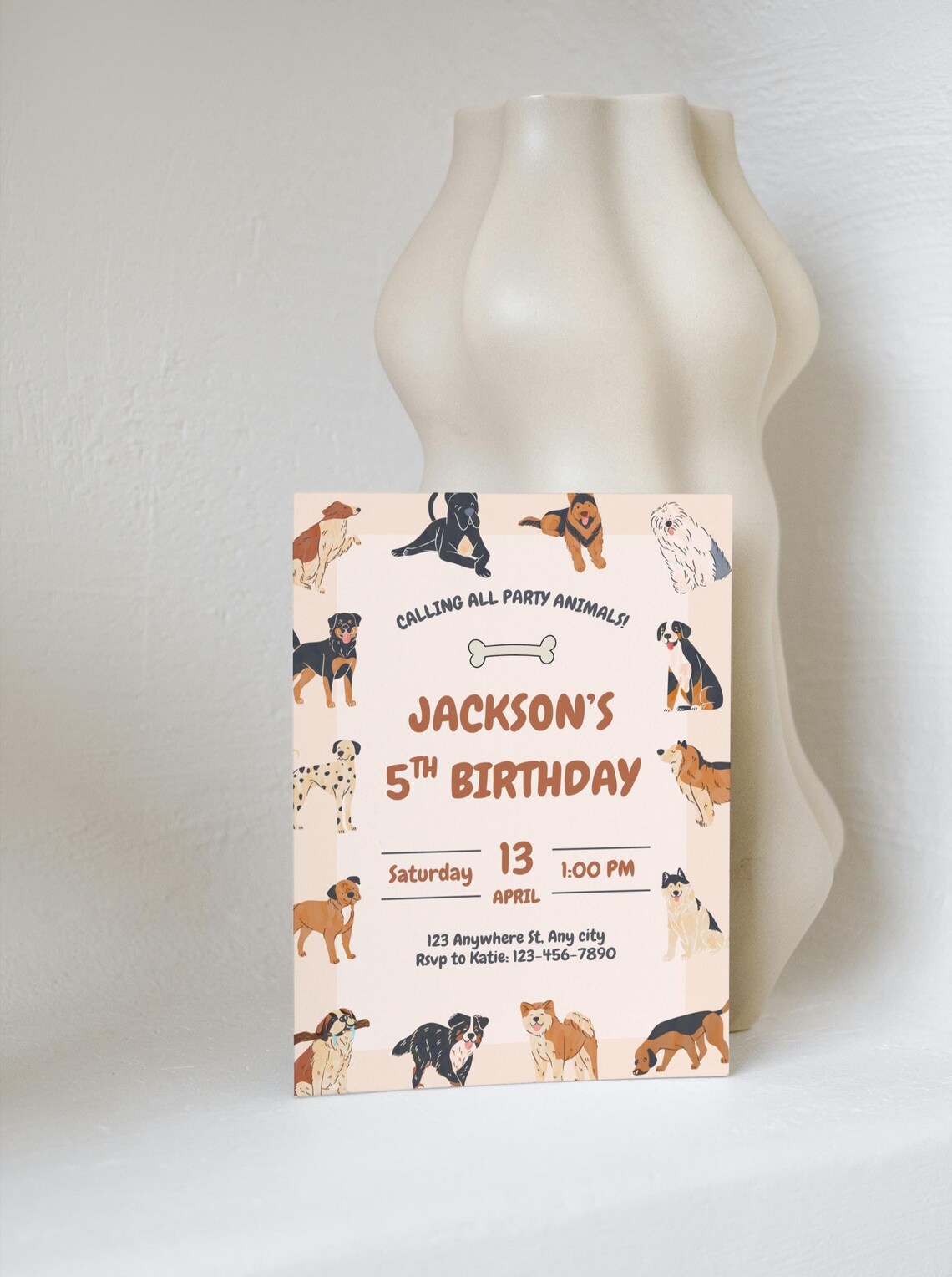Editable Dog Birthday Invitation, Puppy Birthday Invite Template, Pup ...