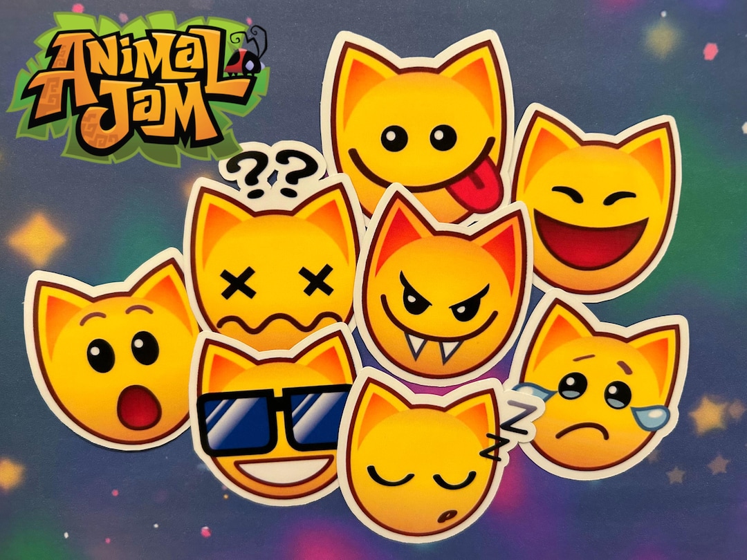 Y2K Animal Jam Cat Emojis Sticker Set - Waterproof - Etsy
