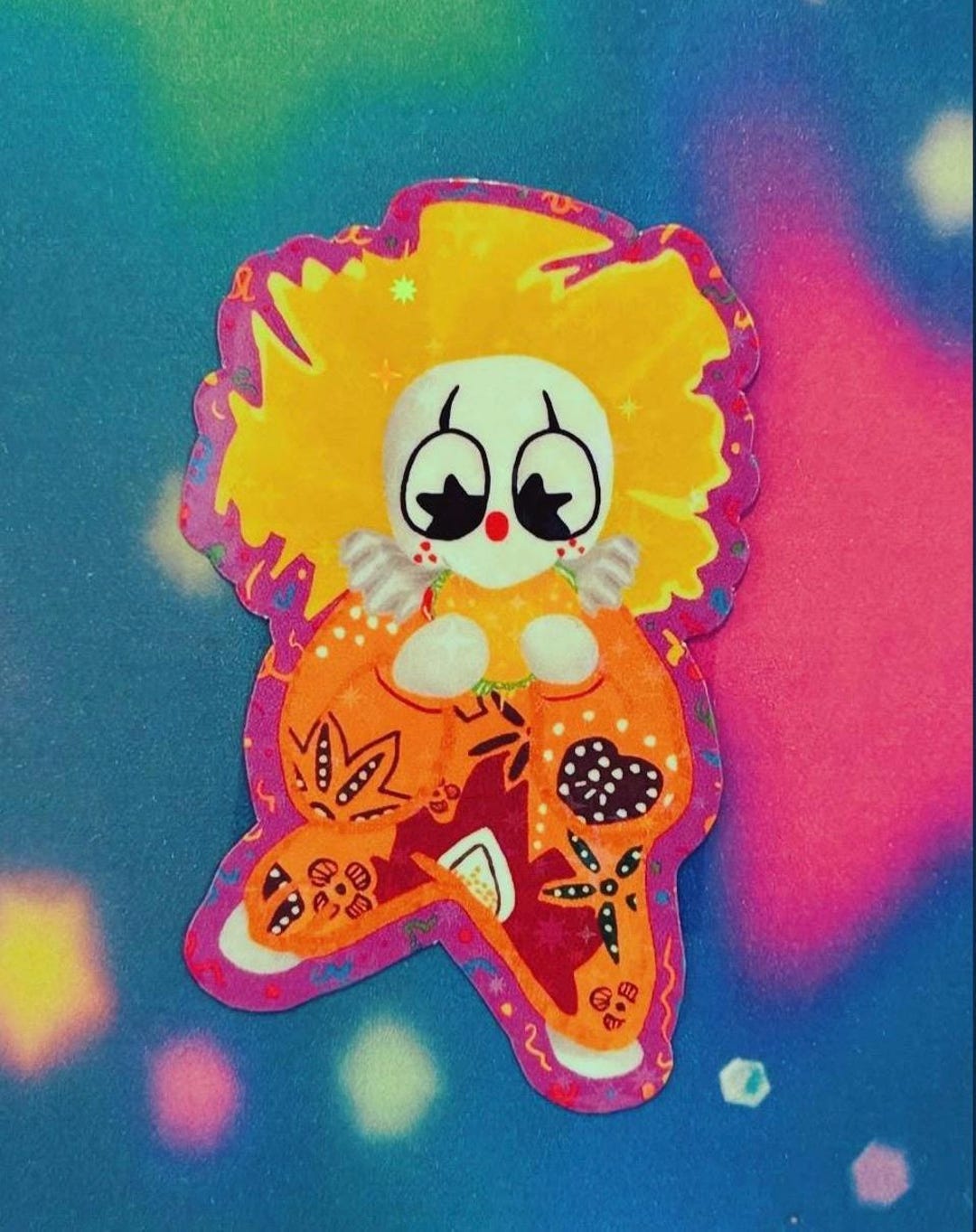 Clown Eating a Burger Sticker| Sparkle Holographic | Weird Core - Etsy