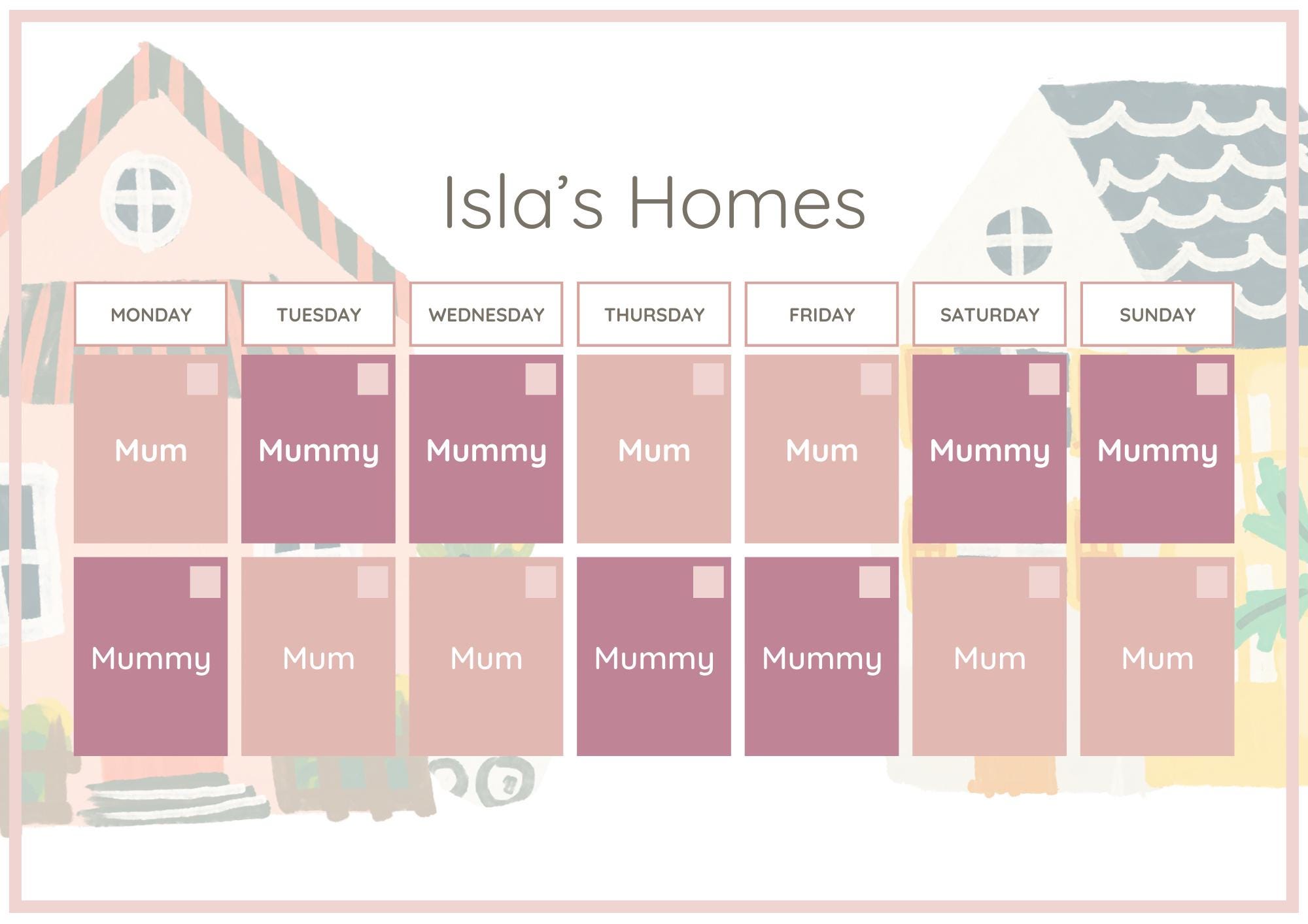 Co-parenting Schedule for Kids | Colorful Printable to Help Your Little ...