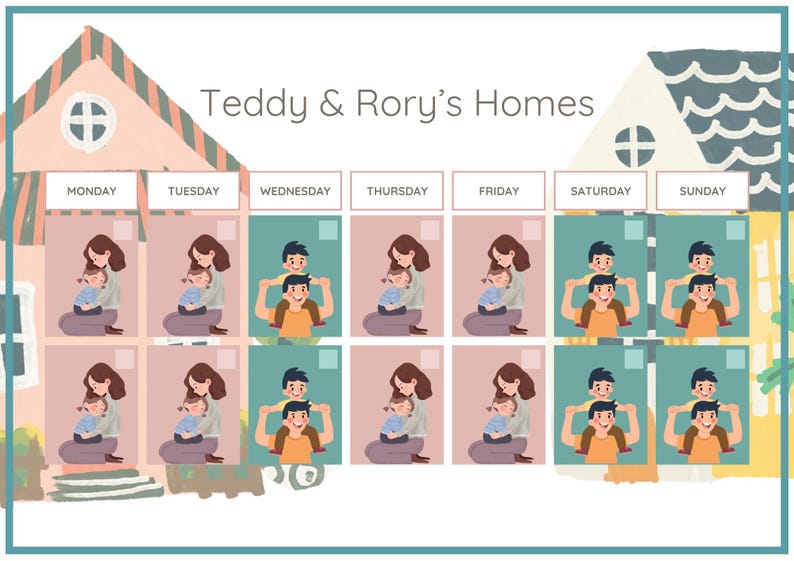 Co-parenting Schedule for Kids | Colorful Printable to Help Your Little ...