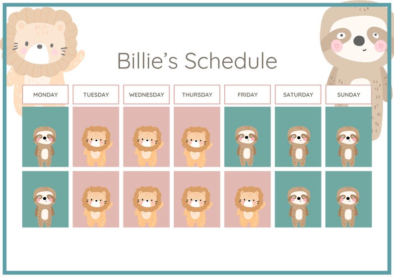 Co-parenting Schedule for Kids | Colorful Printable to Help Your Little ...