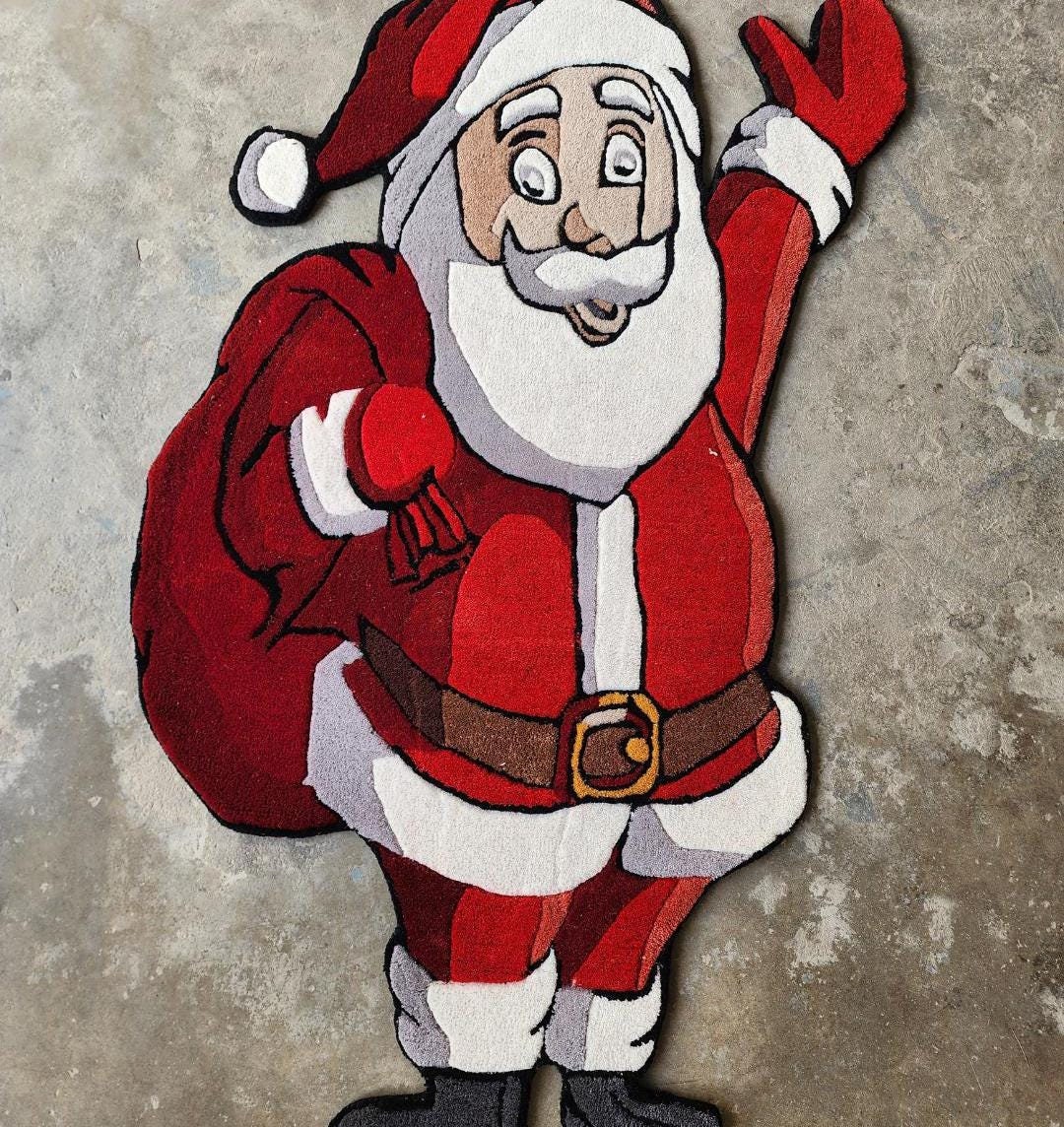 Jolly Santa Claus Shaped Christmas Rug Festive Holiday Decor for Home ...