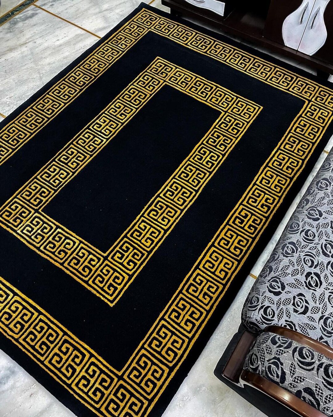 Arches Cut Pile Black & Gold 8x10,9x12 Hand-tufted 100% Wool Handmade ...