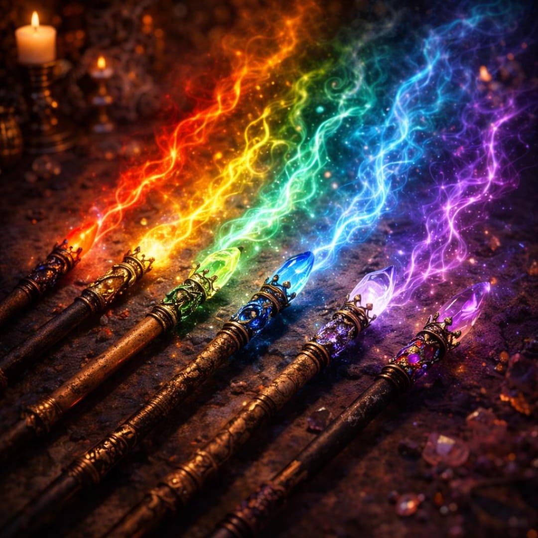 Crystal Energy Wands Art – Mystical Spellcasting, Wizard Decor (digital ...