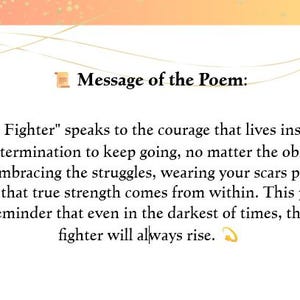 Heart of a Fighter Poem on Strength and Resilience Digital PDF Download ...