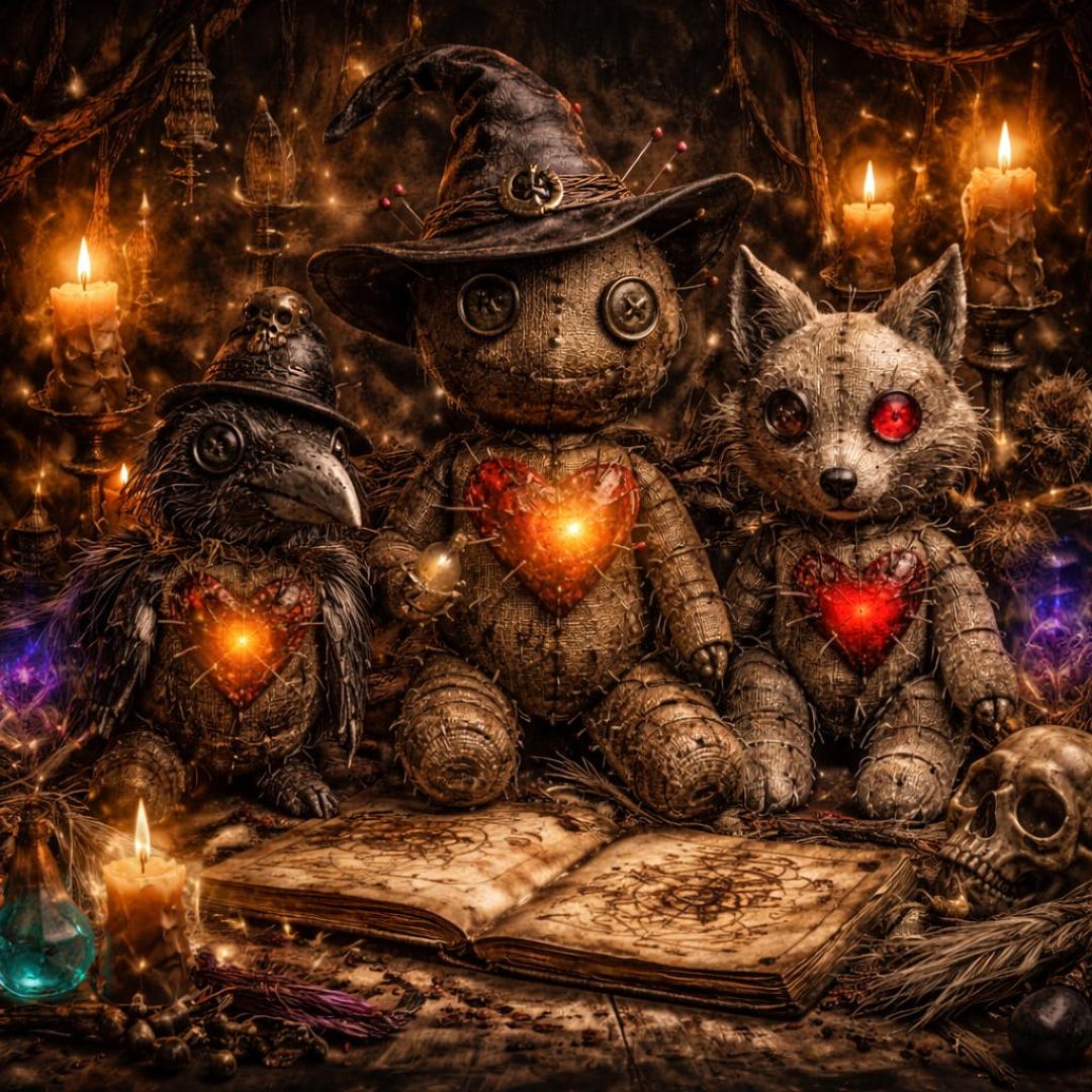 Familiars in Thread and Spell Witchy Animal Art Print Set – Magical ...