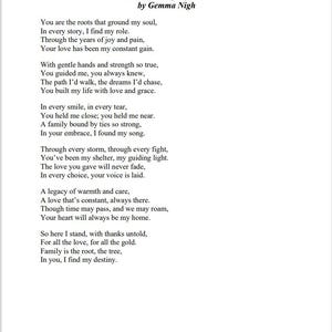 Roots of My Soul Family Love Poem PDF Print by Gemma Nigh - Etsy