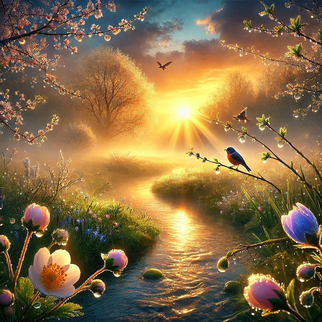 March Awakening – Digital Art & Poem | Spring Sunrise Printable ...