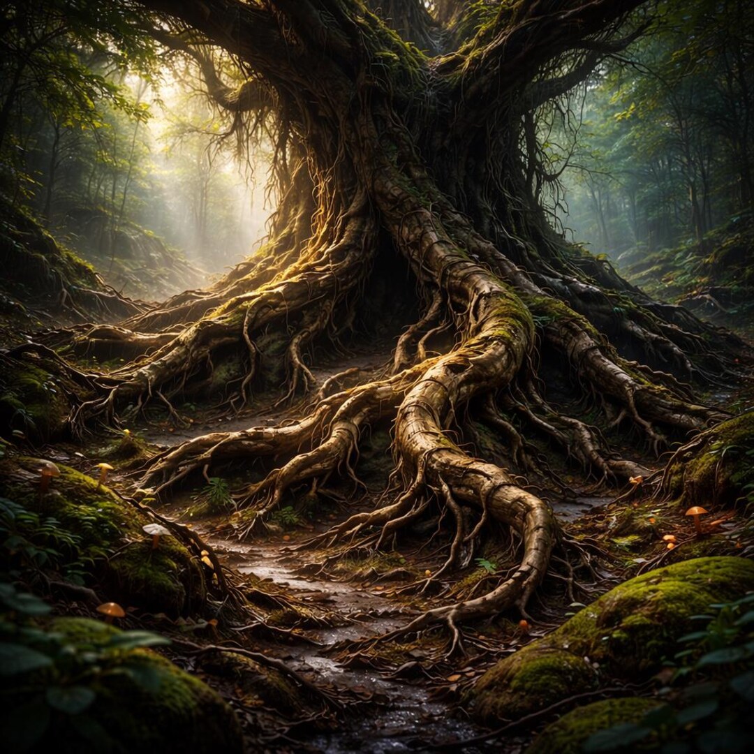 Ancient Tree Root Art Print – Mythic Forest, Cathedral of Giants ...