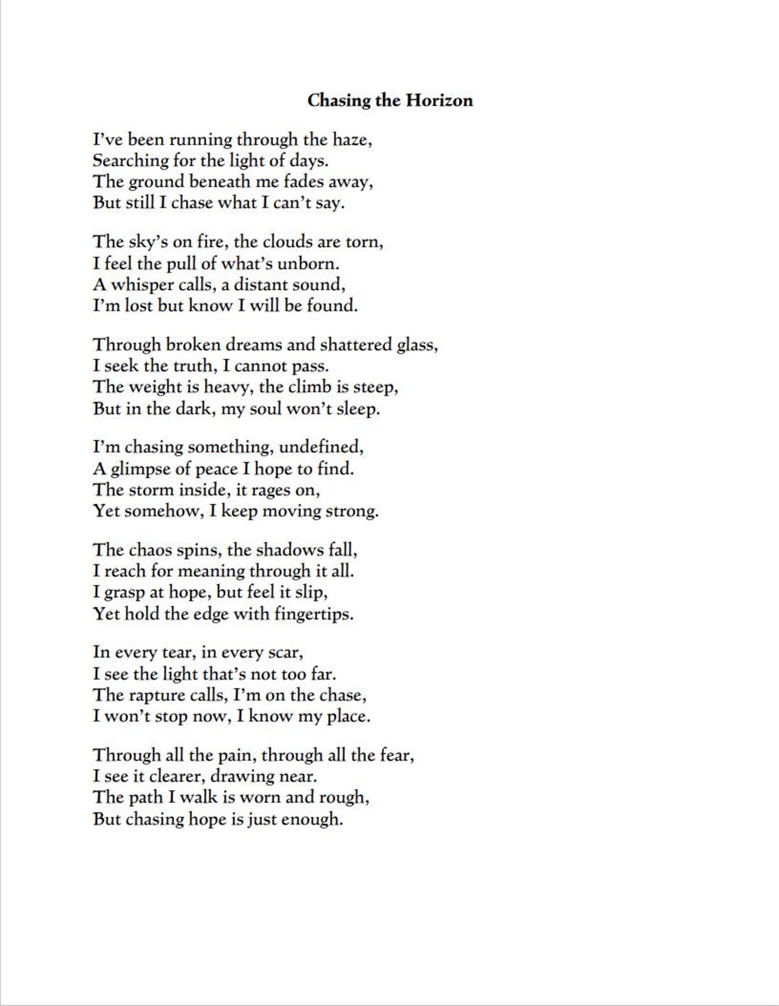 Chasing the Horizon Motivational Poetry Digital PDF Download Poem About ...