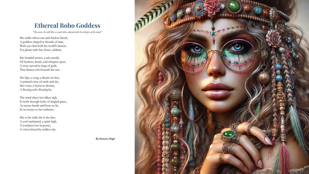 Ethereal Boho Goddess Digital Download Poem and PNG Art by Gemma Nigh ...