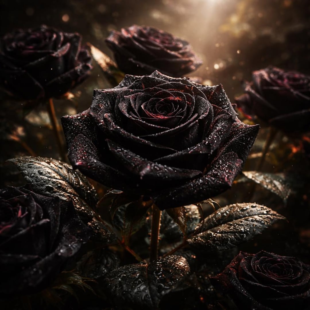 Obsidian Bloom – Luxury Black Rose Botanical Wall Decor for Moody ...