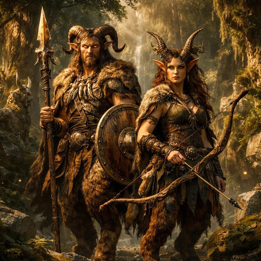 Faun Protectors Art Print Set | Mythic Forest Guardians (digital ...