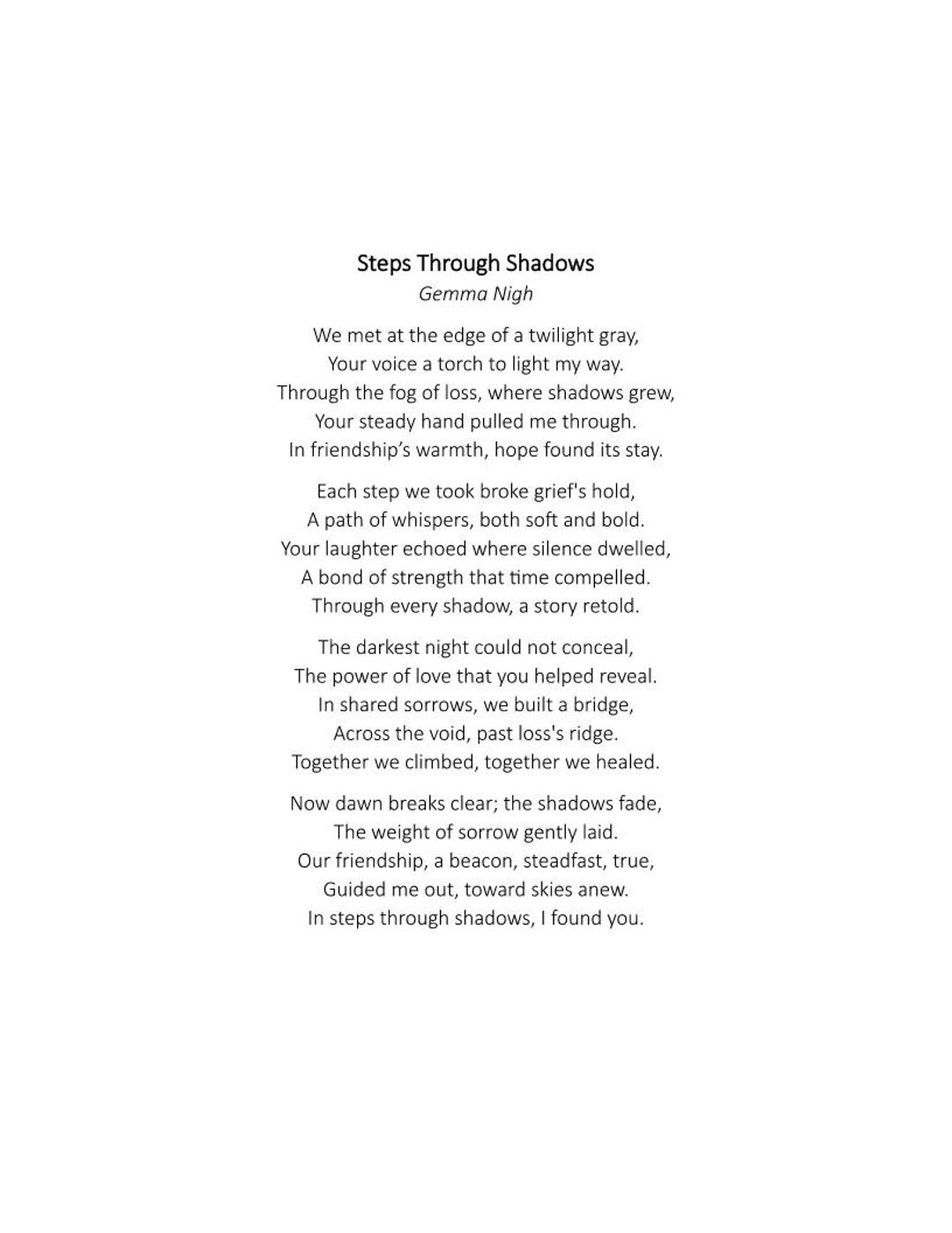 Steps Through Shadows by Gemma Nigh Inspirational Digital Download Poem ...